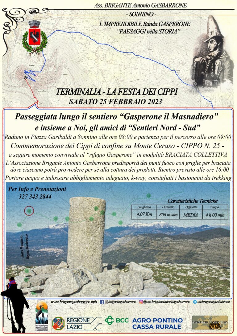 SONNINO, TUTTO PRONTO PER "TERMINALIA-LA FESTA DEI CIPPI" - Latina TU